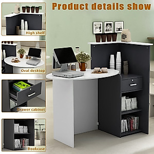 47.7" w L-Shape Laminate Reception Desk Black Bohemian Eclectic Urban L-Shape MDF Matte Drawers