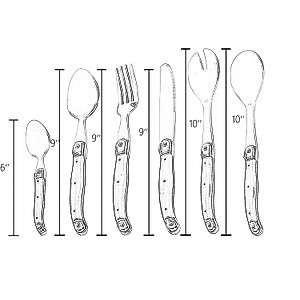 Laguiole By FlyingColors Stainless Steel Flatware Set. Multicolor Handles, Wooden Storage Box, 34 Pieces