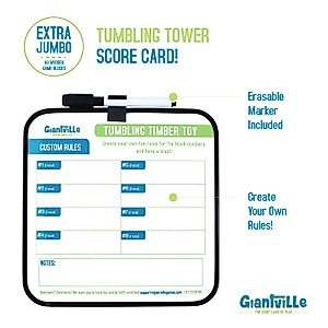 Giantville Giant Tumbling Timber Toy - Premium Pine Wood Life-Size Blocks Tower - Big Floor/Board Indoor/Outdoor Yard Game for Kids & Adults - 60-Pieces + Storage Crate/Platform - Grows to Over 5-Feet