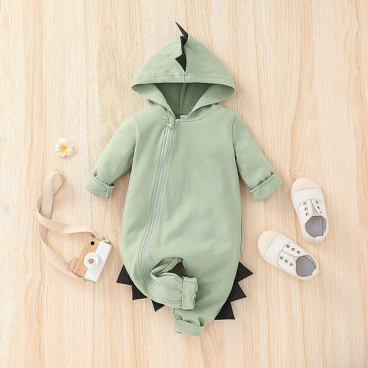 DDLUZQual Newborn Infant Baby Boys Girls Cartoon Dinosaur Halloween Thanksgiving Christmas Hoodie Romper Jumpsuit Outfits Clothes Gift 0-18M