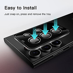 JETech Camera Lens Protector for Samsung Galaxy S23 Ultra 5G 6.8-Inch, 9H Tempered Glass Metal Individual Ring Cover, Easy Installation Tray, HD Clear, Set of 5 (Phantom Black)