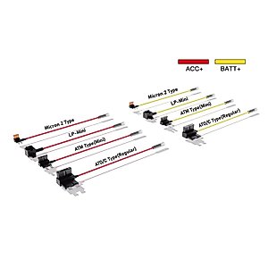 Hardwire Kit UltraDash HW1-A Single I-Shape Cable, Low-Voltage Power Protection & Timer Function, Mini USB Connector Acc & Permanent for Dash Cam Including ATM Mini Micro2 ATO/C LP-Mini Fuse Type