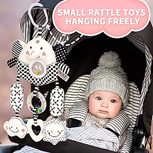 AUYYOSK 2PCS Soft Rattles for Baby,Black and White High Contrast 0-3 Months Newborn Toys,Baby Toys 0-6 Months,Infant Toys 0 3 6 12 Months