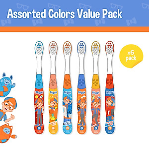 Brush Buddies Blippi Kids Toothbrushes, Manual Toothbrushes for Kids, Toothbrush for Toddlers 2-4 Years, Blippi Childrens Toothbrush, Soft Toothbrushes, 6PK