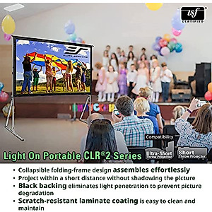 Elite Screens Light-On CLR 2 Series, 103" Diag. 16:9, Ceiling Ambient Light Rejecting Folding-Frame Portable Screen, LPS103H-CLR2