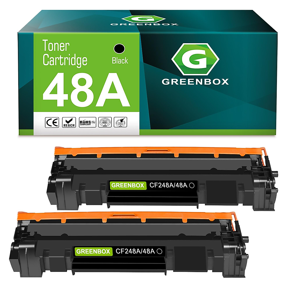 GREENBOX Compatible Toner Cartridge Replacement for HP CF248A 48A for HP Laserjet Pro M15w M15a M16a M16w HP Laserjet MFP M28w M28a M29a MFP M29w 248A Printer Toner (Black 2 Pack)