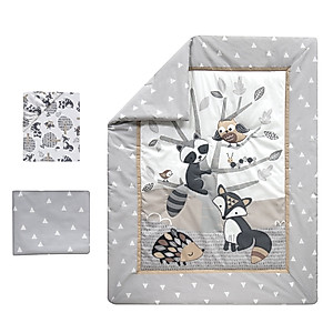 Bedtime Originals Little Rascals Forest Animals 3 Piece Crib Bedding Set, Gray/White