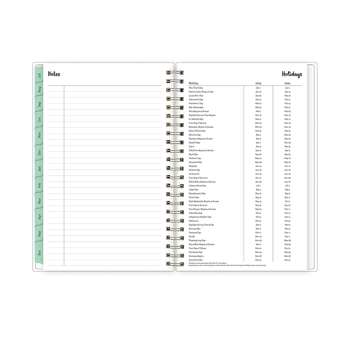 Blue Sky 2023-2024 Academic Year Weekly and Monthly Planner, 5" x 8", Frosted Flexible Cover, Wirebound, Laurel (144724)