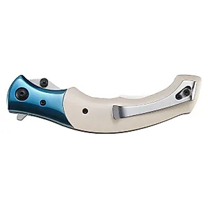 CRKT Ritual Assisted Pocket Knife: Everyday Carry Utility Folder, Sandvik 12C27 Steel Recurve Blade with Satin Finish, Liner Lock, Flipper Open, Ivory Resin Infused Fiber Handles 7471