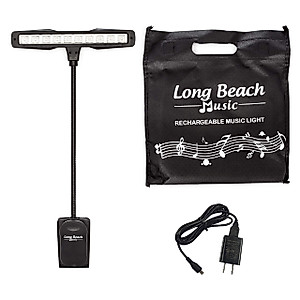Rechargeable Clip-on Music Stand Orchestra Light- 10 Bright LEDs- Includes USB Cord, Wall Plug, and Carrying Bag- Also for Reading, DJs, Artists, Crafting