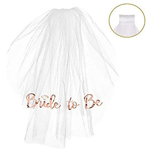 Bubbles & Confetti Bachelorette Sash & Veil | Premium Bride to be Sash | Rose Gold Veil with Comb | Bridal Shower Supplies & Party Decoration Kit | Engagement Favors Accessories | Wedding Bridal Gift