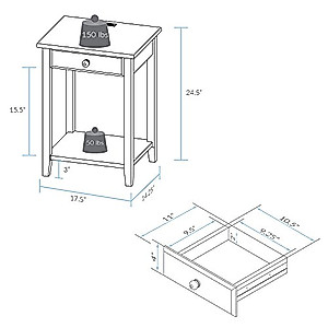 Casual Home Night Owl Nightstand with USB Ports-Warm Brown
