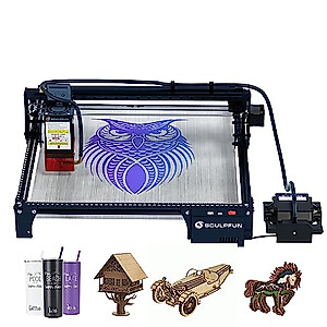 SCULPFUN S30 Pro Max Laser Engraver, 20W Cutter,Automatic Air Assistant 30L/min,Industrial Rail, Limit Switch, Colored Metal Engraving, Adjustable Eye Cover Blue