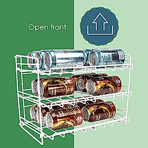 Home Basics Can Rack Organizer Food Storage Canned Food Soda Can Dispenser for Cabinet or Refrigerator White