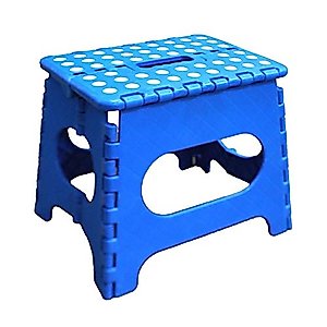 Folding Step Stool - 11" Hight - The Lightweight Step Stool is Sturdy Enough to Support Adults and Safe Enough for Kids. Opens Easy with One Flip. Great for Kitchen, Bathroom, Bedroom (Blue)