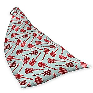 Lunarable Music Lounger Chair Bag, Rock and Roll Pattern with Guitar with Polka Dots, High Capacity Storage with Handle Container, Lounger Size, Pale Turquoise Vermilion