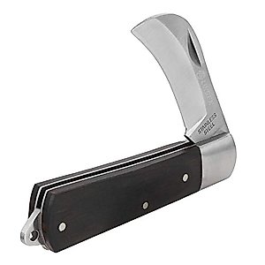 Linsen-outdoor Black Handle Pruning Knife,Grafting Knife, Stainless Steel Garden Budding Knife, Folding Pocket Knife for Grafting Multi Cutting Tool, Weed Bushes Branches Mushroom Diggig Knife