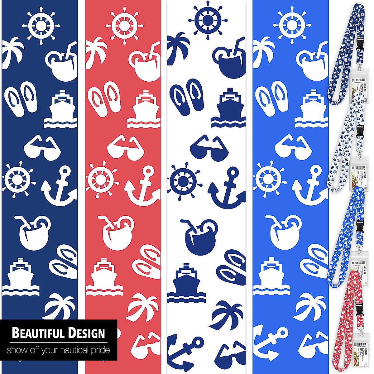 Cruise Lanyard Must Have Accessories for Ship Cards [4 Pack] Cruise Lanyards with ID Holder, Key Card Detachable Badge & Waterproof Ship Card Holders