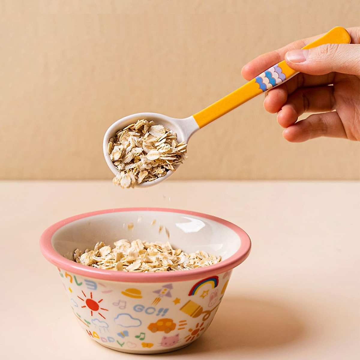 Shopwithgreen 5 PCS Bamboo Adult Utensils Spoons Set, Children Spoons Flatware Cutlery Set, BPA Free | Dishwasher Safe, Child and Kids Feeding for Dinner, Dessert