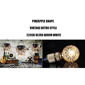 Vintage LED Edison Bulb G30 4W Dimmable LED Filament Bulb Globe Pineapple Shaped Light Bulb 2300K Warm White E26 400LM Equivalent 40W Incandescent (Clear, 6 Pack)