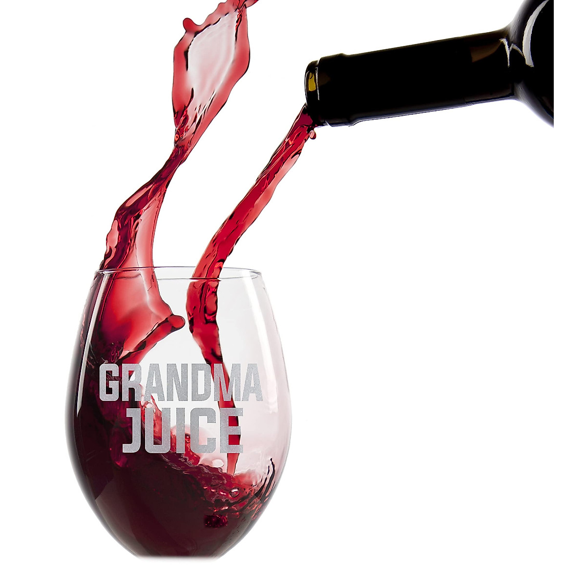 Promotion & Beyond GRANDMA JUICE Stemless Wine Glass - Funny Gift for Grandmother From Daughter Son Husband - Mother's Day
