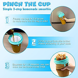 [Upgraded 500ml] 2-Pack Slushie Maker Cup, Large Capacity 16.9 Fl.Oz Silicone Squeeze Cup, TIK TOK Magic Quick Frozen Smoothie Cups with Lids and Straws For Kids & Adults, DIY BPA Free Quick Cooling Slushy Maker Cup