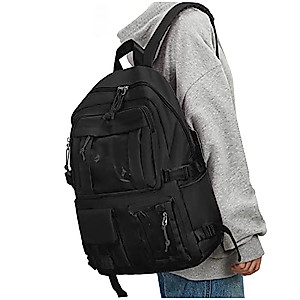 Black School Backpack for Girls Boys Cute Kawaii Lightweight College High School Bookbag for Teens Durable Middle School Students Bags Waterproof Casual Daypack For Men Women