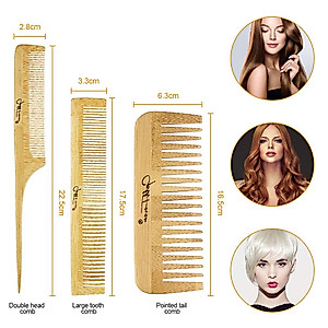 BestFire 6 in 1 Hair Brush Comb for Men Women Handle Bamboo Bristle Hairbrush Set with Tail Comb, Tooth Comb, Double Head Comb, 3 Different Air Cushion Massage Brush for Massaging Scalp