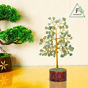 FASHIONZAADI Tree of Life Decor - Green Jade Crystal - Crystal Trees - Crystal Tree of Life - Bonsai Money Tree - Spiritual Gift - Easter Tree - Green Crystals - Chakras Stones - Home Decor