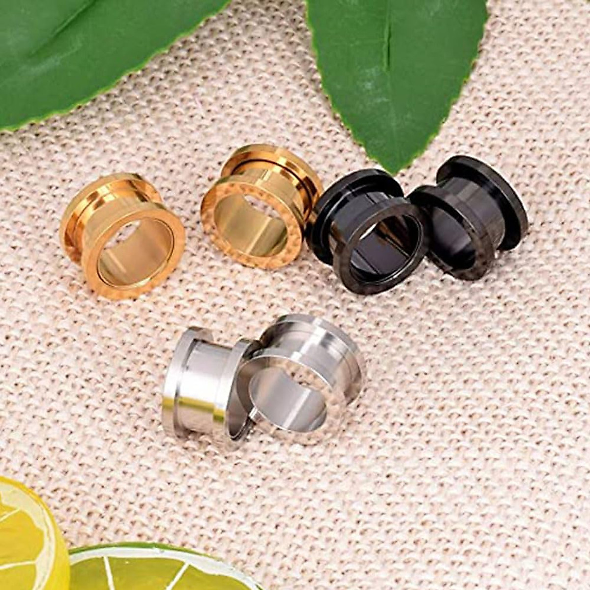 Qmcandy 12pcs Cubic Zirconia Double Flared Screw Plugs Tunnel Ear Expander Stretcher Piercing Ear Gauges 00g