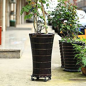 5 Pack Plant Caddy with Wheels Heavy Duty 13.5 Inches Metal Plant Stand with Wheels Plant Dolly Rolling Plant Stand Plant Roller with Casters for Indoor and Outdoor, Black