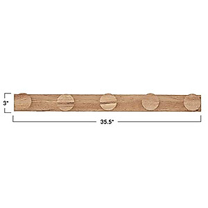 Bloomingville Rubberwood Wall 10, Natural Hooks and Handles