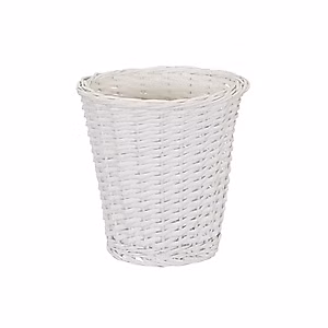 Household Essentials White Small Willow Wicker Waste Basket