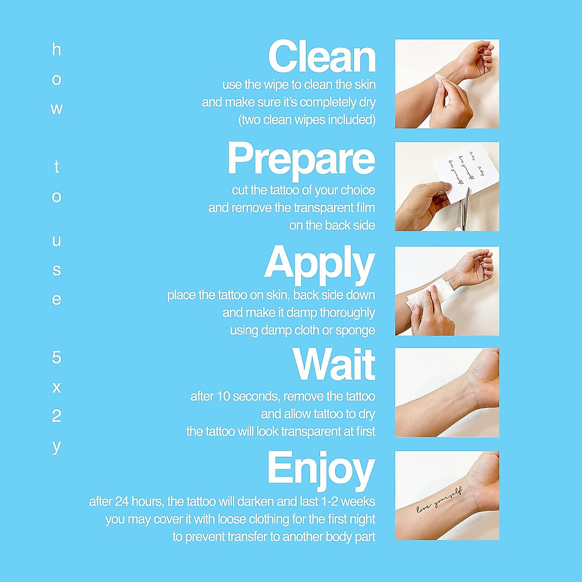 5X2Y Tattoo Tech, Long Lasting Temporary Tattoos, Last 1-2 Weeks, Waterproof, Semi Permanent Tattoo, Realistic look, No Adhesive, No reflection (Floral Cross)