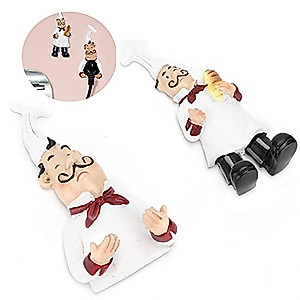 Pssopp 2Pcs Chef Figurine Wall Hooks, Adhesive Chef Figurines Wall Mount Kitchen Appliances Hanger for Home Kitchen Restaurant Bakery