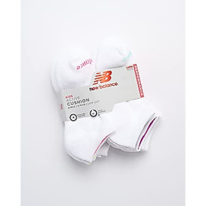 New Balance Girls' Athletic Low Cut Socks with Reinforced Heel and Toe (8 Pack), Size Medium, Pure White