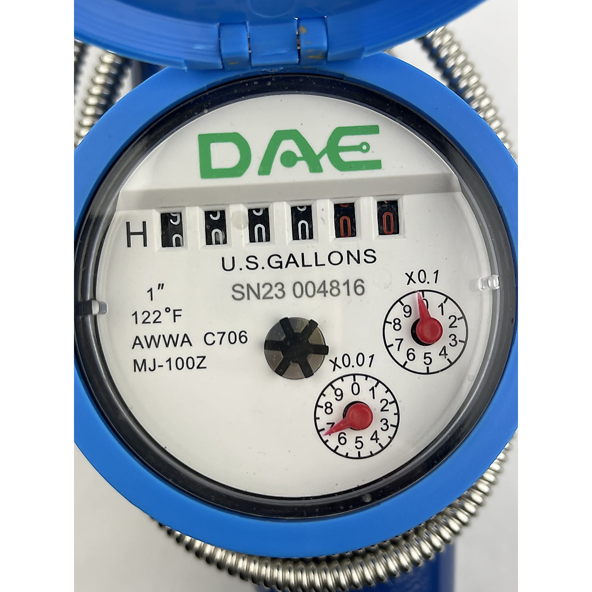 DAE MJ-100z 1" Encoded Water Meter with RS485 Communication, IP68, NPT Couplings, Gallons