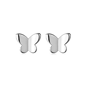 SLUYNZ 925 Sterling Silver Tiny Butterfly Earrings Studs for Women Teen Girls Tiny Studs Earrings (A-Silver)