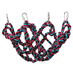 Litewoo Bird Climbing Cotton Rope Net Toy Grid Hammock for Parrot Rat Chinchilla Ferret Swing Thick Chew Rope Hammock Hanging Cage Nylon Rope Nets Toys Cage Accessory (Medium Size)