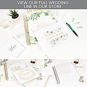 bloom daily planners Wedding Guest Book (120 Pages) - Lined Sign-in Registry Guestbook & Keepsake - Hard Cover with Silver Foil, Gilded Edges and Bookmark - 7” x 9" - Silver Floral