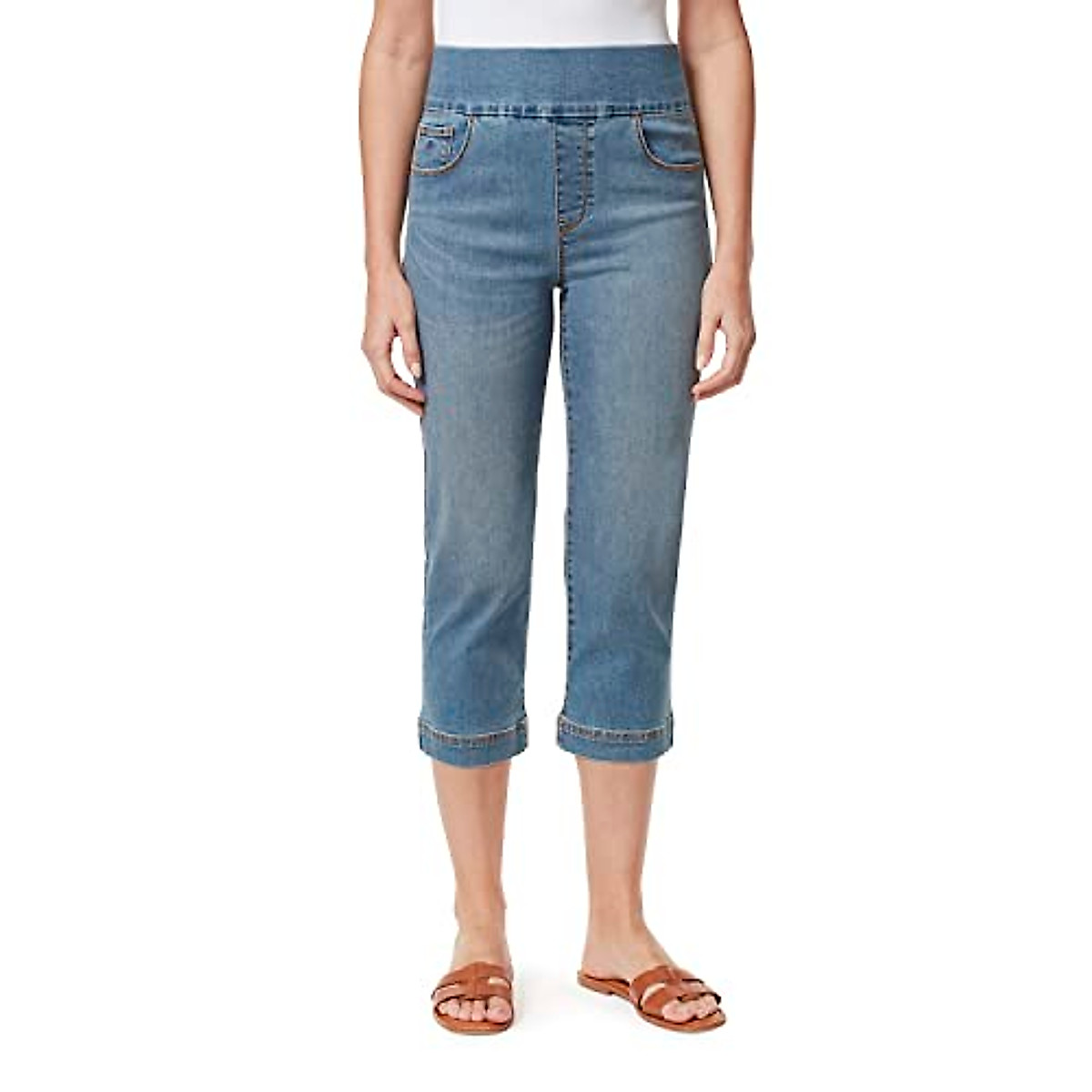 Gloria Vanderbilt Women's Amanda Pull on Capri, BANABA, 8 Petite