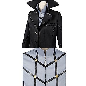 Ya-cos Persona 5 Protagonist Joker Cosplay Costume Coat Suit Jacket Outfit Top Attire Dress Up,Black,Small