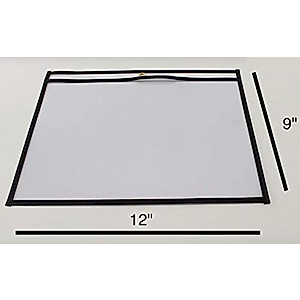 1IntheOffice Reusable Dry Erase Pockets, 9 x 12, Black (2 Pack)