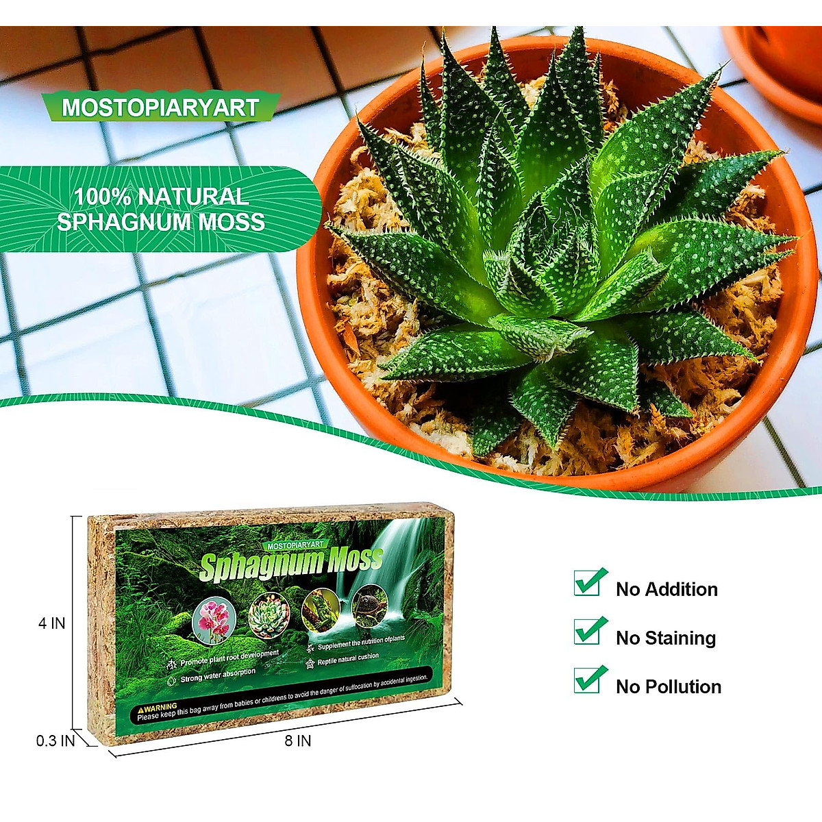 Mostopiaryart Sphagnum Moss Perfect for Plant Propagation, Extremely Strong Water Absorption Ability, Help with Maintain Humidity(3.5OZ)