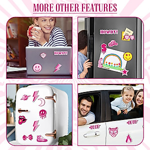 30 Pieces Pink Preppy Fridge Magnets Locker Magnets for Girls Smiling Face Leopard Fridge Magnet Small Cute Magnets Fridge Locker Decorations for Kitchen Refrigerator Classroom Decor