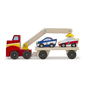 Melissa & Doug Wooden Car Loader Bundle with 1 Offical M&D Scratch Art Mini-Pad [93903]