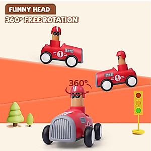 LiKee Toy Cars for Toddlers 1 2 3 4 Years Old Boy Girl, 4 Pcs Pull Back Cars for 18+ Months Baby Infant Gift, Kids Trucks Push and Go Back Friction Powered Vehicles (Transport)