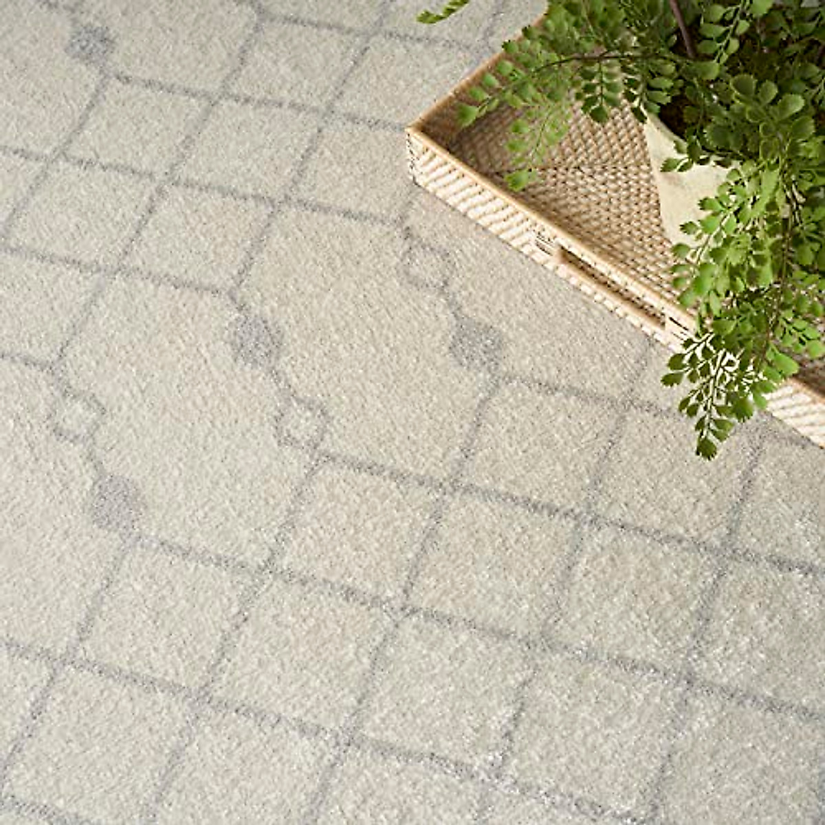 Nourison Astra Machine Washable Moroccan Ivory 9' x 12' Area Rug, Easy Clean, Non Shedding, Bed Room, Living Room, Dining Room, Kitchen (9x12)