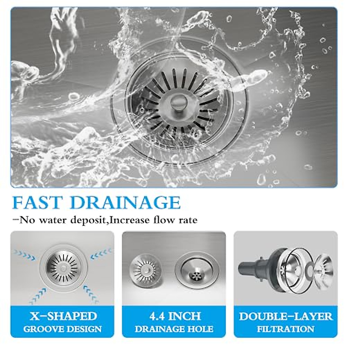 ARAUSK Drop in Kitchen Sink Nano, 33 X 22 Inch, 18 Gauge Gunmetal Matte Stainless Steel Sink, 10 Inch Depth Workstation Sink Single Bowl, T-304 Topmount Sink with Accessories