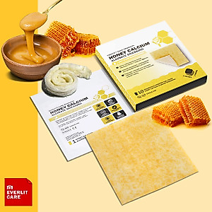 EVERLIT Honey Calcium Alginate Dressing 2” x 2” Pack of 10 | Sterile, Highly Absorbent Dressing With Pure Manuka Honey | Advanced Wound Care For Cuts, Skin Tears, Burns, Pressure Sores, Diabetic Ulcer